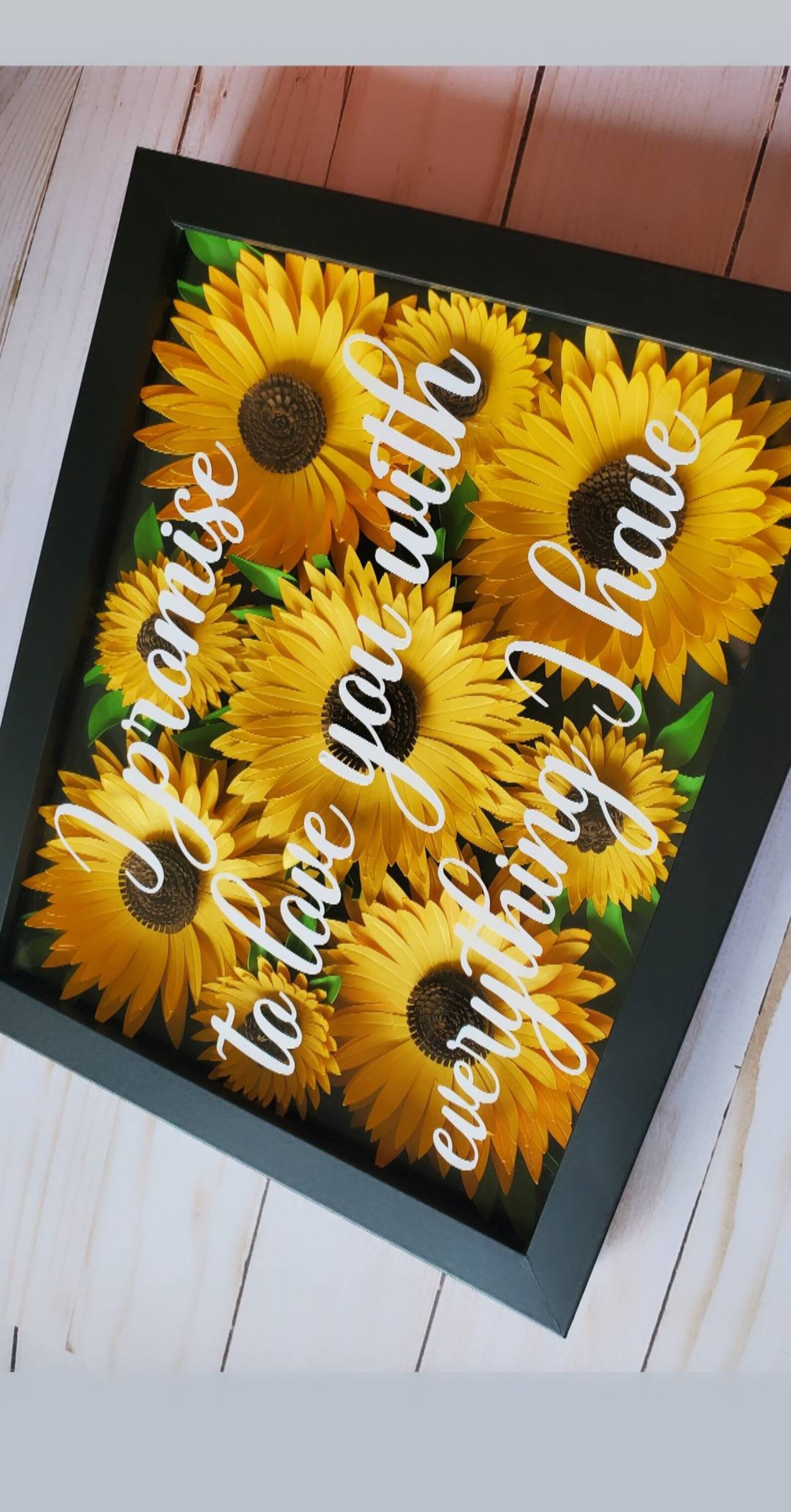 Sunflower shadow box Sunflower paper art forever flowers | Etsy