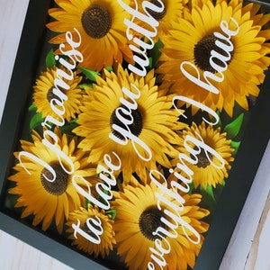 Sunflower Shadow Box Sunflower Paper Art Forever Flowers - Etsy