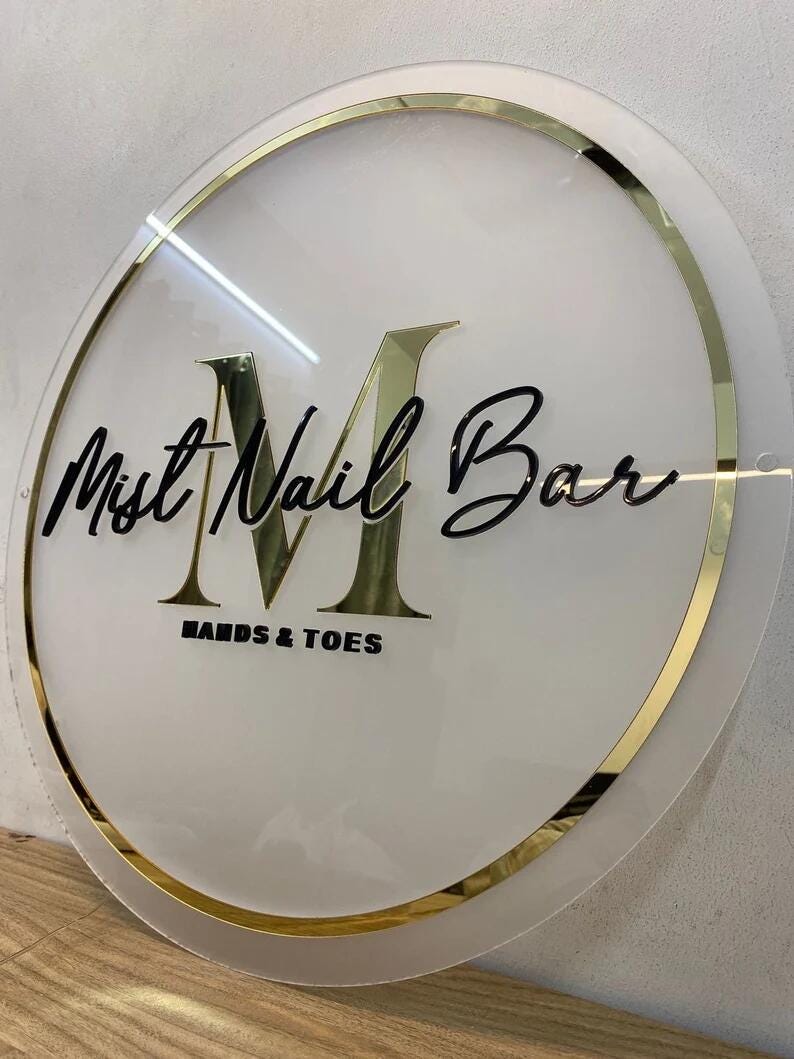 Custom Backlit Acrylic Sign Acrylic Logo Sign LED Business Sign Salon ...