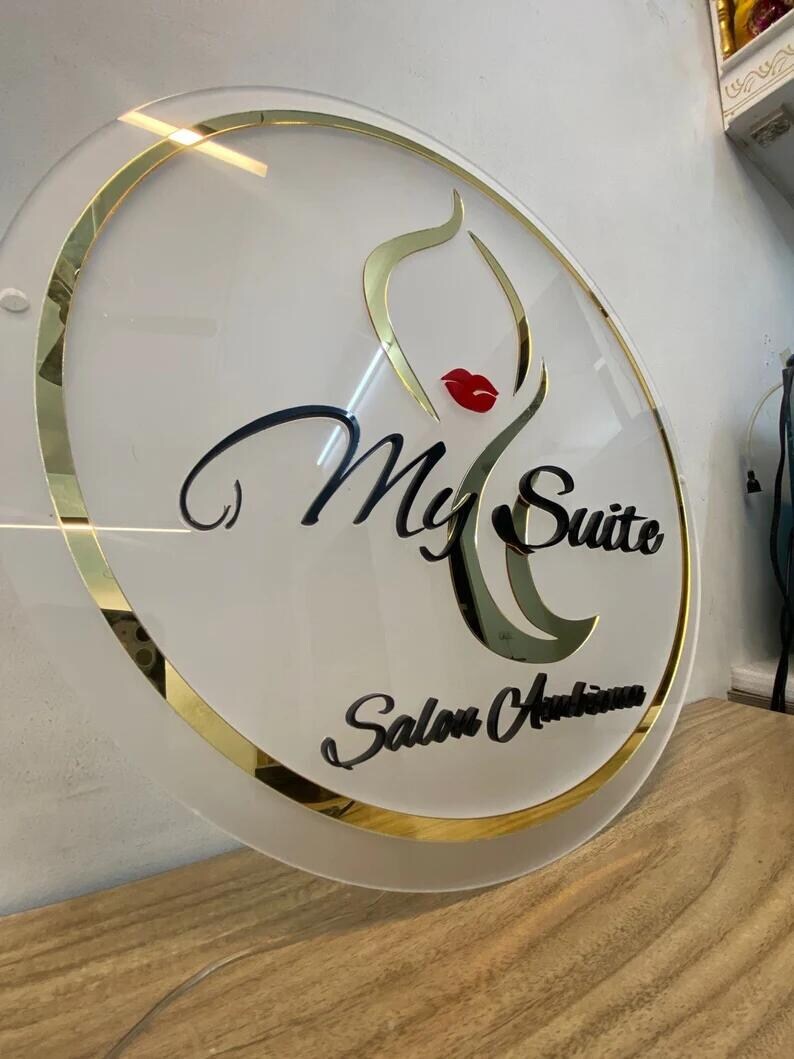 Custom Backlit Acrylic Sign Acrylic Logo Sign LED Business Sign Salon ...