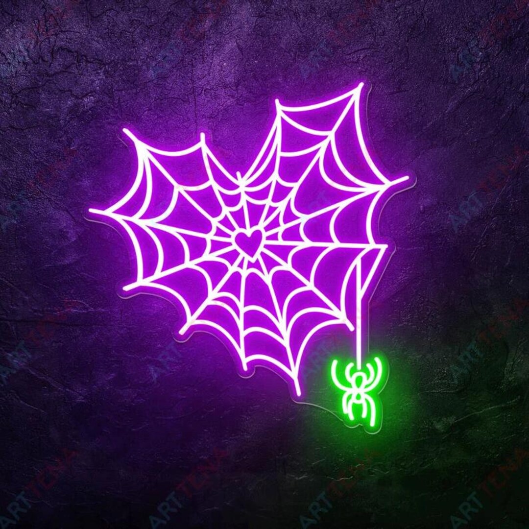 Spiderweb Heart Neon Sign,halloween Sign ,trick or Treat, Spider Neon ...