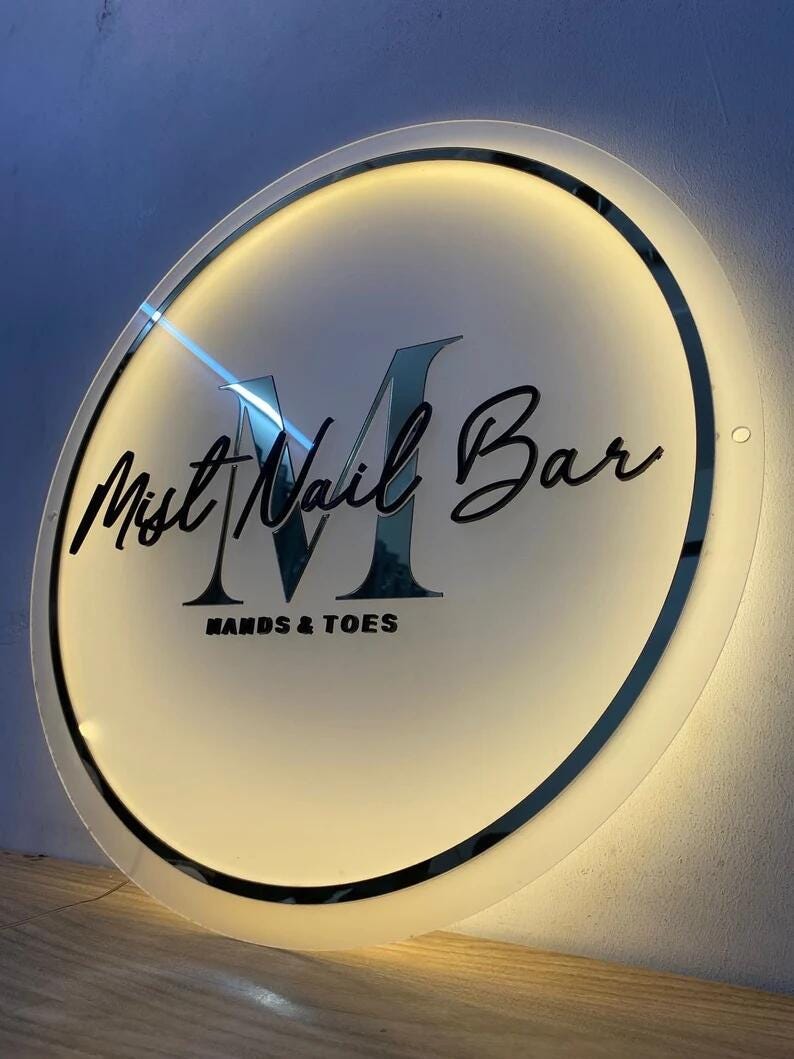Custom Backlit Acrylic Sign Acrylic Logo Sign LED Business Sign Salon ...