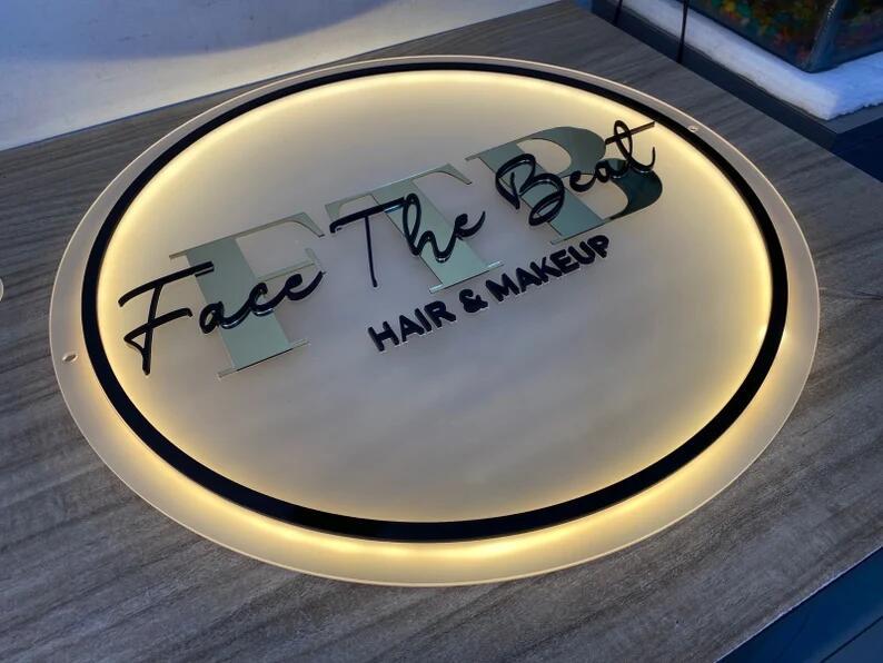 Custom Backlit Acrylic Sign Acrylic Logo Sign LED Business Sign Salon ...