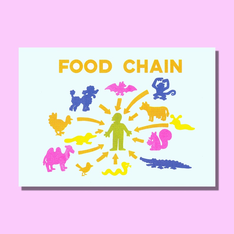 Food Chain the Simpsons 3 Colour Risograph Print | Etsy