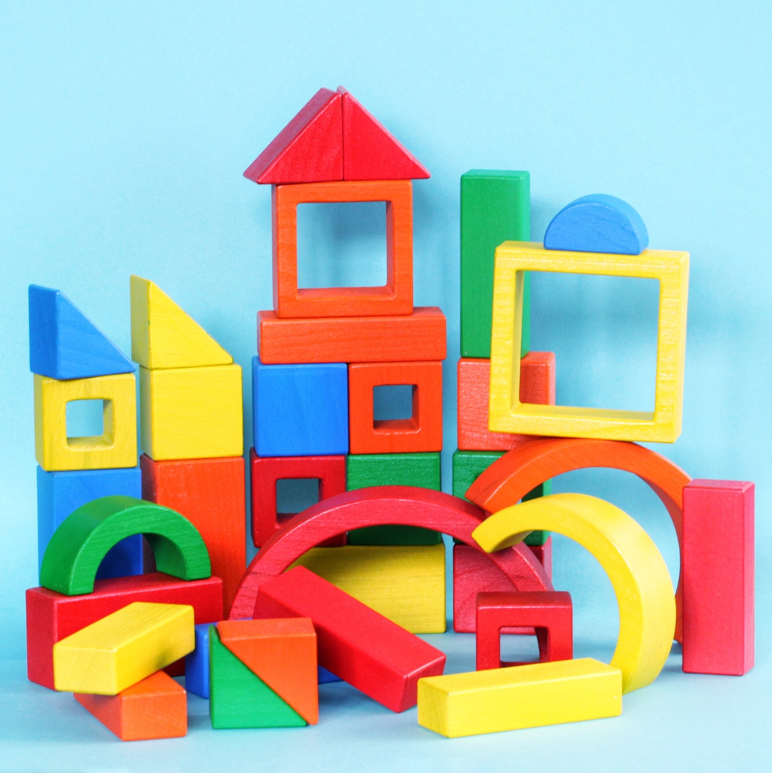 35 Multi-colored cubes Building blocks Waldorf toys Wooden toy | Etsy