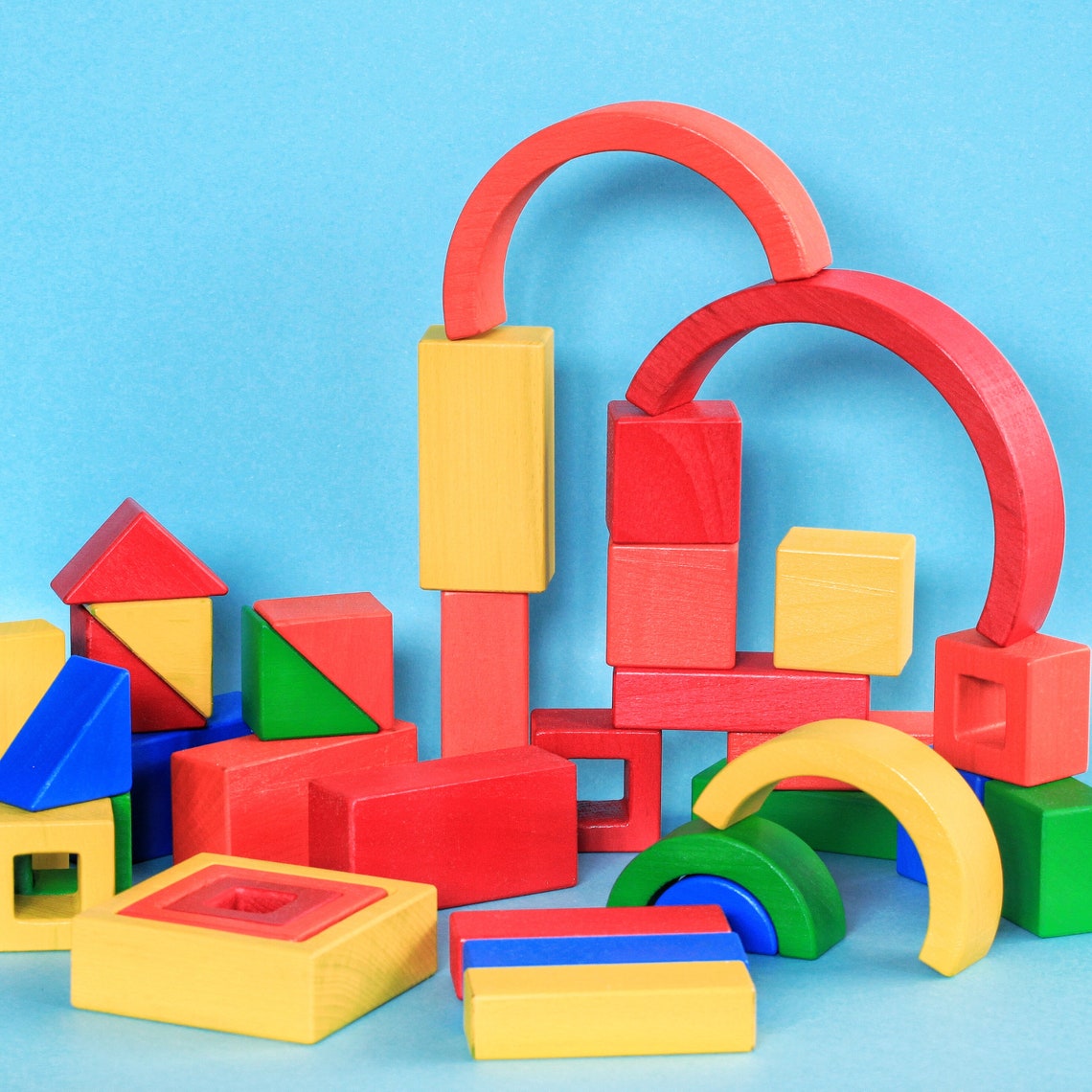 35 Multi-colored cubes Building blocks Waldorf toys Wooden toy | Etsy