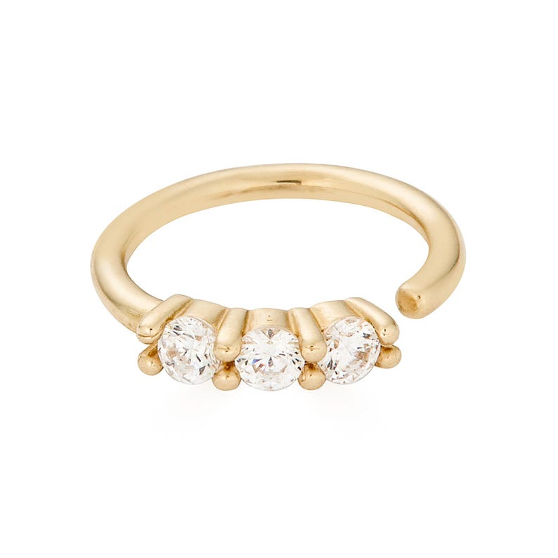 14K CZ Body Jewelry, 18G Solid Gold Body Ring, Solid Gold Belly Ring ...