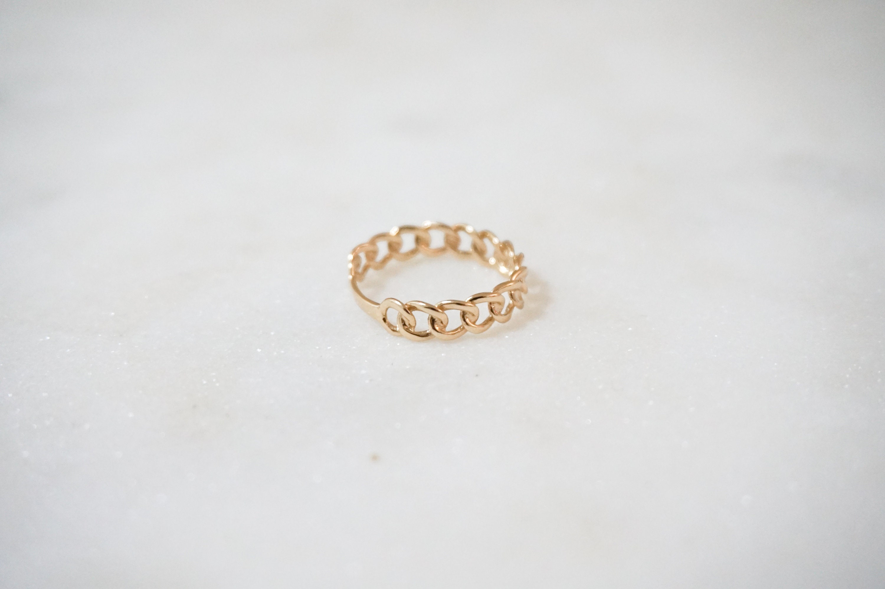14k Gold Chain Ring 14K Solid Gold Curb Link Chain Ring Gold - Etsy