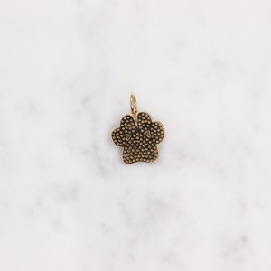 14k Diamond Paw Print, Diamond Dog Necklace, Cat Dog Paw Print Pendant ...