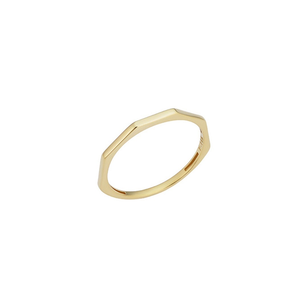 14k Gold Geometric Ring, 14k Gold Stackable Ring, Solid Gold Wedding ...