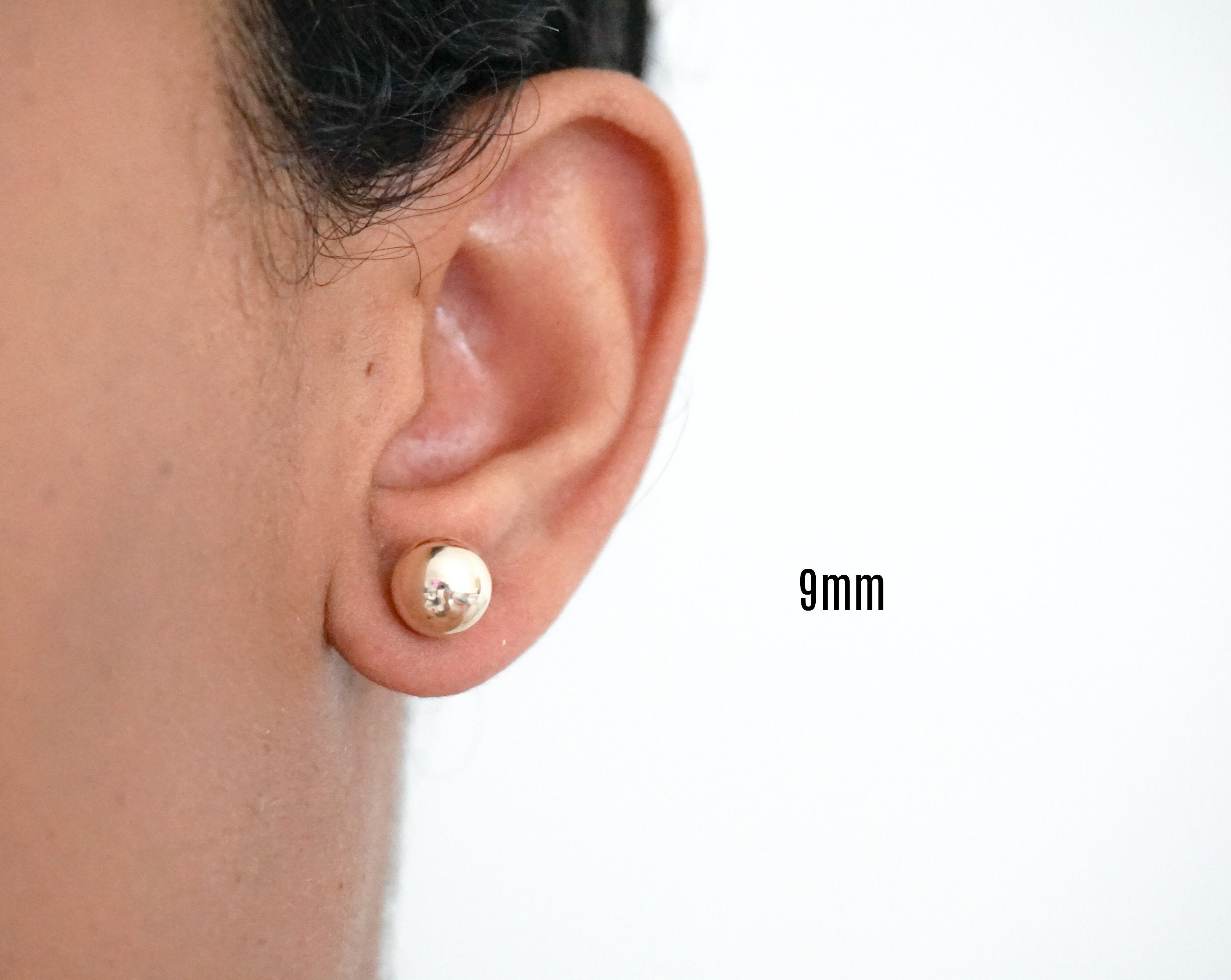 14K Gold Ball Studs Solid Gold Ball Earrings 2nd Hole | Etsy