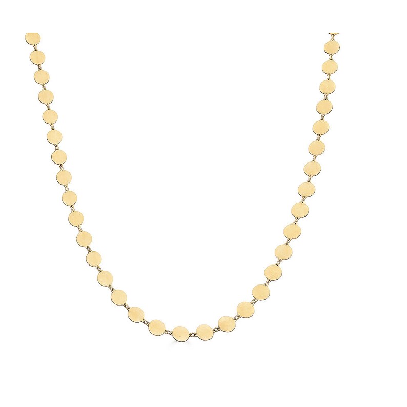 14k Solid Gold Disc Necklace Solid Gold Disc Charm Necklace - Etsy