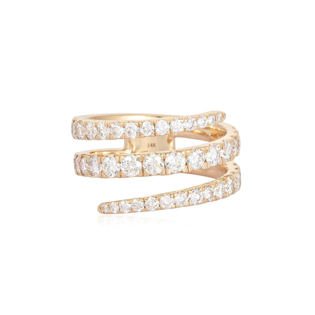 14K Diamond Spiral Ring - Etsy