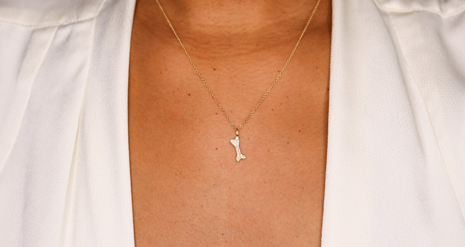 14k Diamond Dog Bone Necklace Paw Print Diamond Dog - Etsy