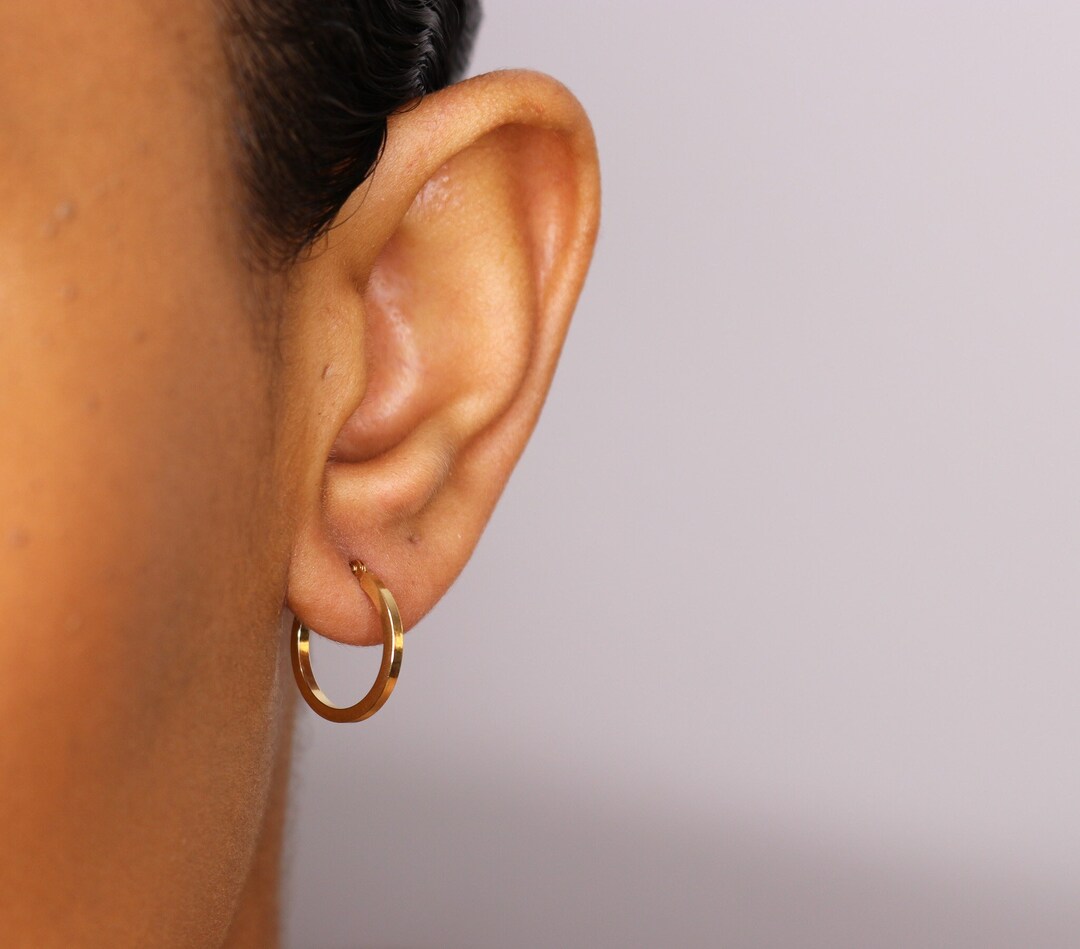 14K Gold Hoop Earrings, Solid Gold Hoop Earrings, Everyday Hoop ...