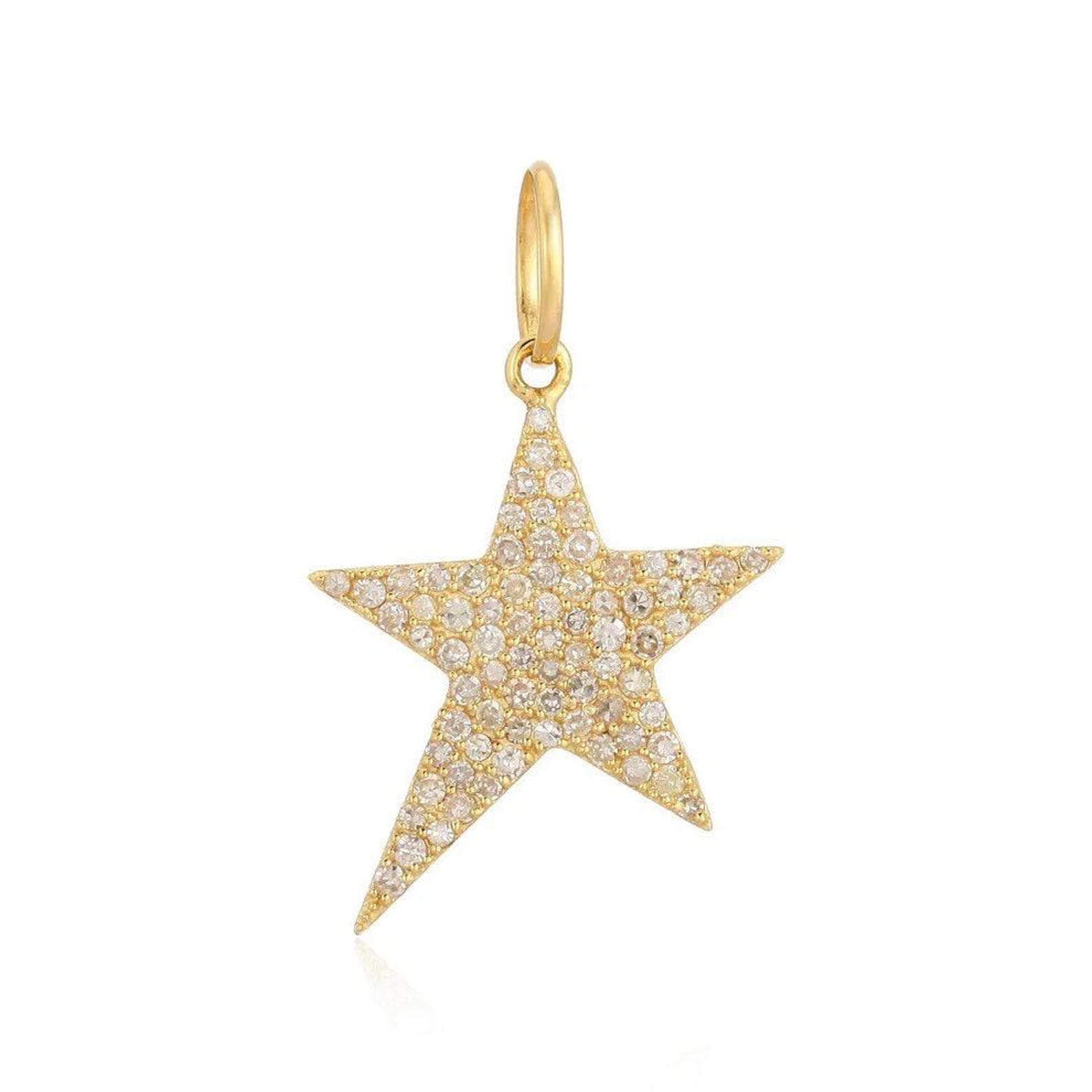 14K Diamond Shooting Star Charm - Etsy