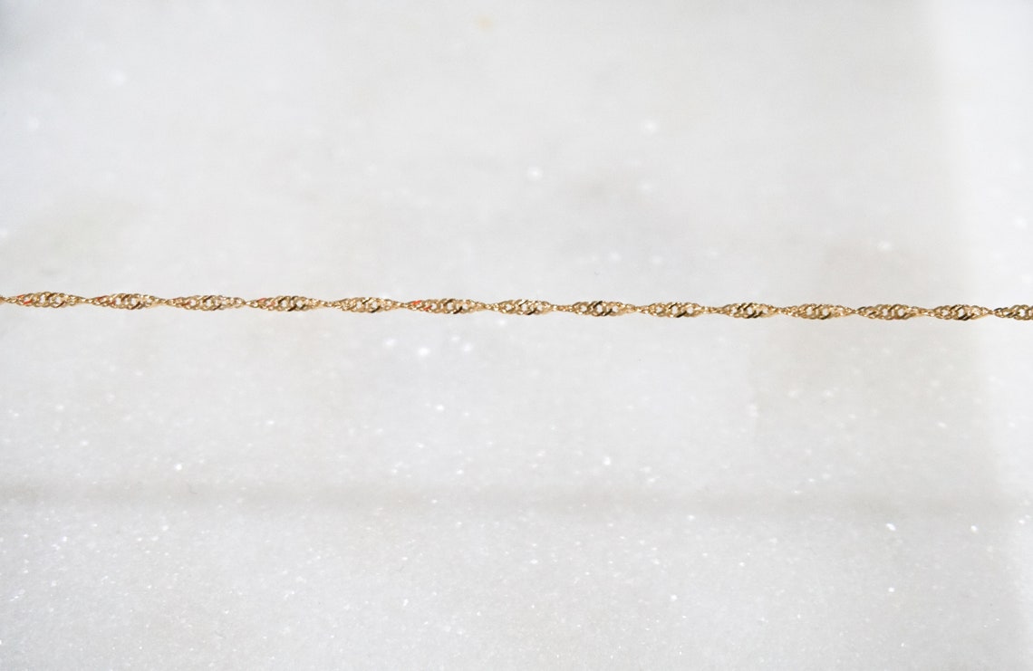 14k Yellow Gold Diamond Cut Singapore Chain Necklace Solid | Etsy