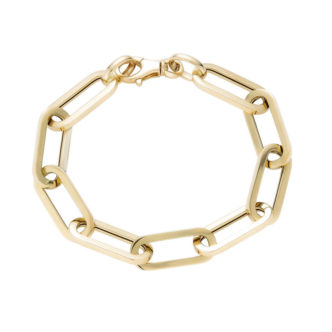 14k Gold Large Link Bracelet, Solid Gold Bracelet, Thick Gold Bracelet ...