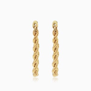 14K Rope Chain Earrings, Solid Gold Chain Earrings, Every Day Chain ...