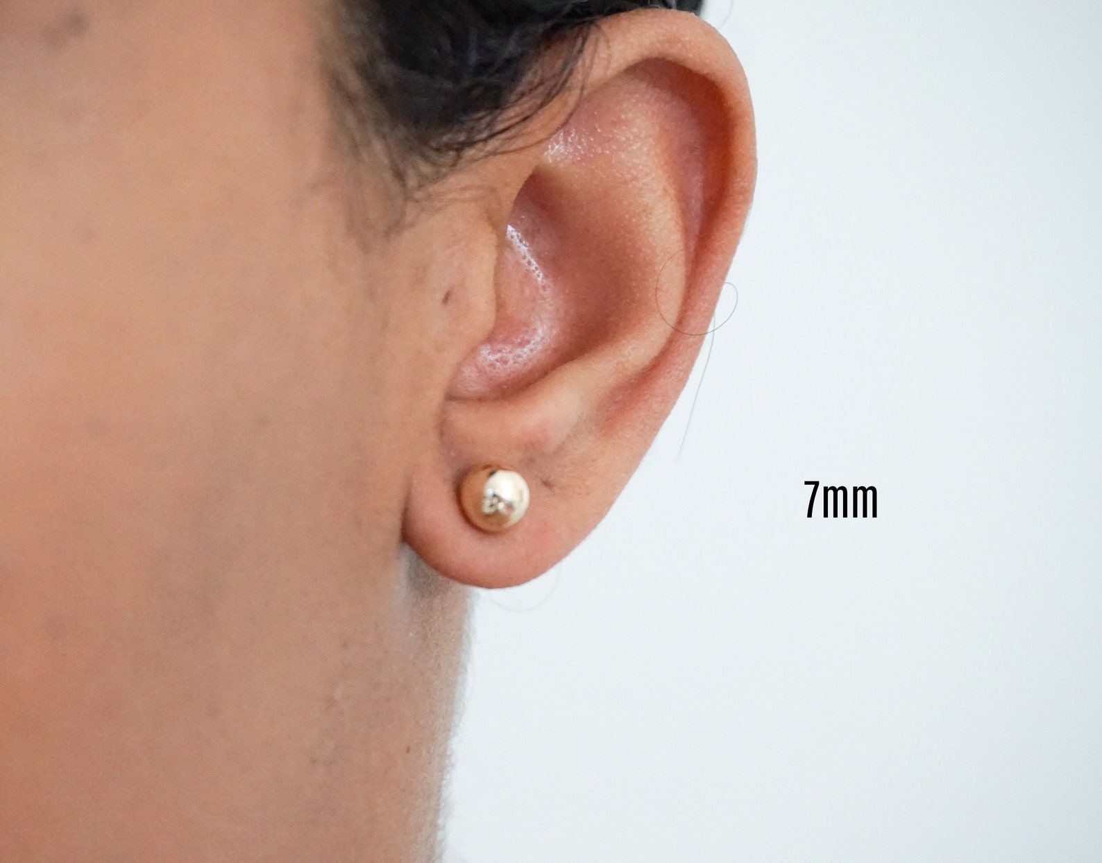 14K Gold Ball Studs Solid Gold Ball Earrings 2nd Hole | Etsy