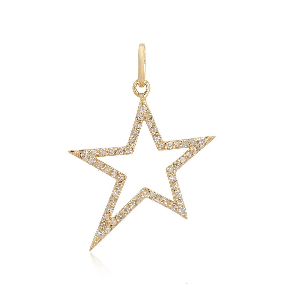 14k Diamond Star Charm Solid 14k Gold Diamond Charm Diamond - Etsy