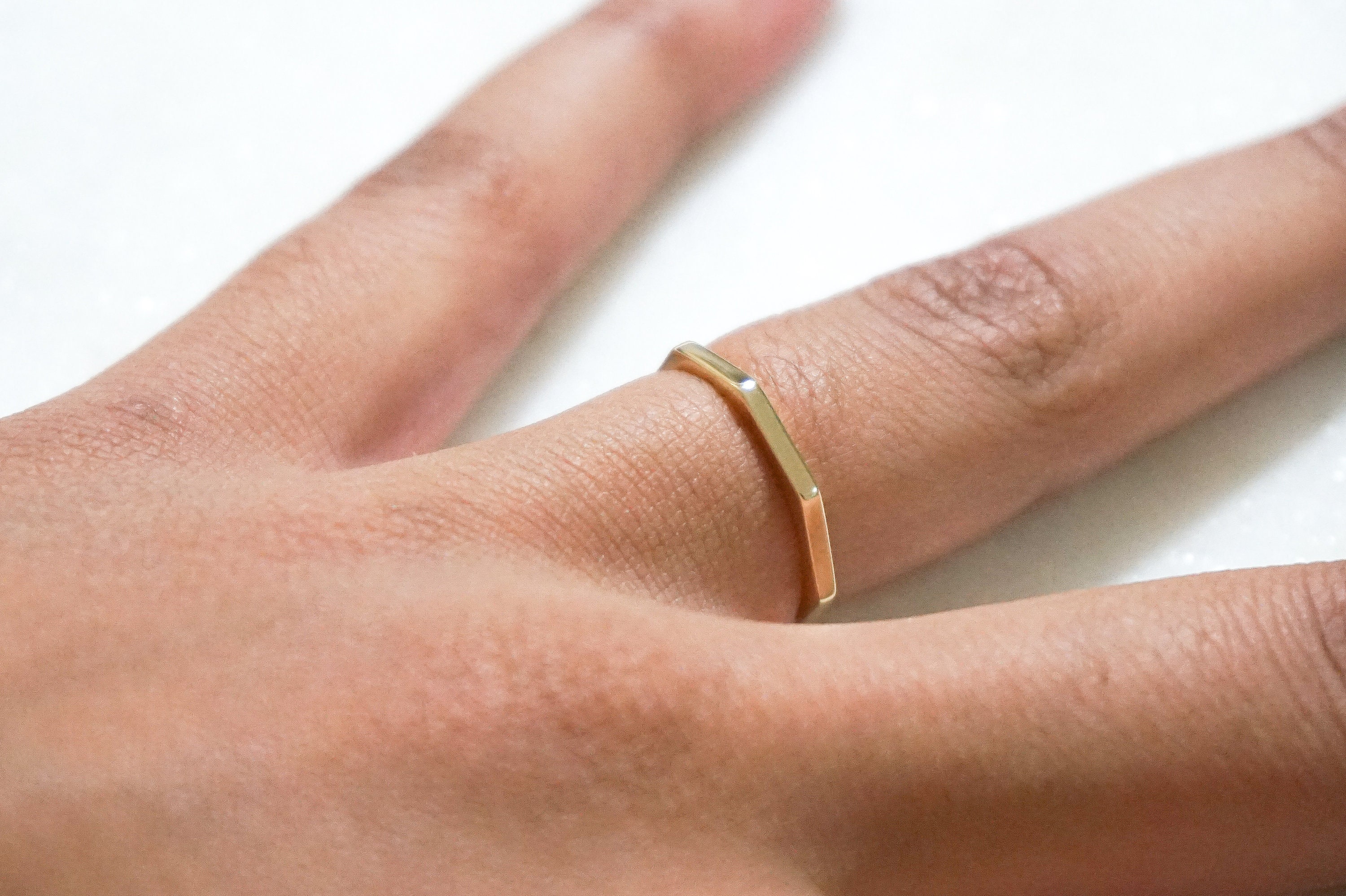 14k Gold Geometric Ring 14k Gold Stackable Ring Solid Gold - Etsy
