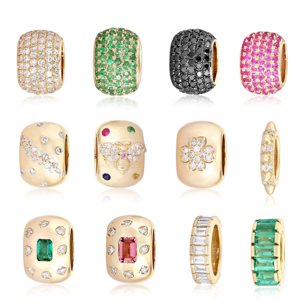 14K Large Diamond Bead Spacer, Diamond Connector Bead Spacer, Diamond ...