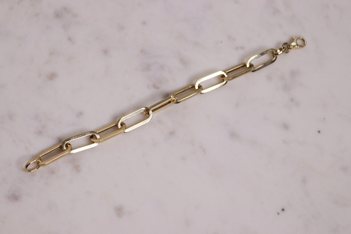 14k Gold Large Link Bracelet Solid Gold Bracelet Thick Gold - Etsy