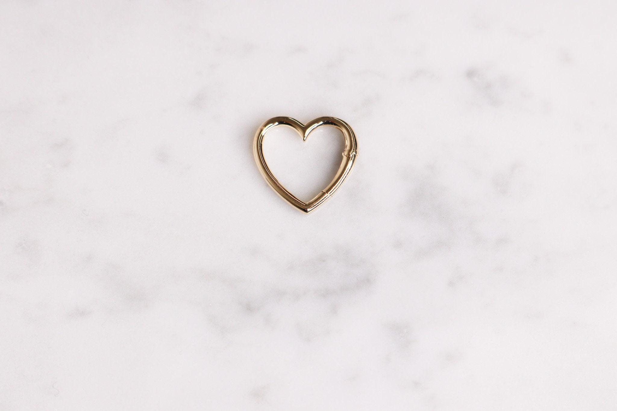 14K Heart Lock, Solid Gold Heart Charm Lock, 14k Gold Pendant Holder ...