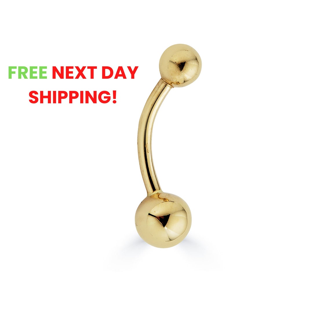 14K Standard Belly Ring, Solid Gold Belly Ring, Real Gold Belly Jewelry ...