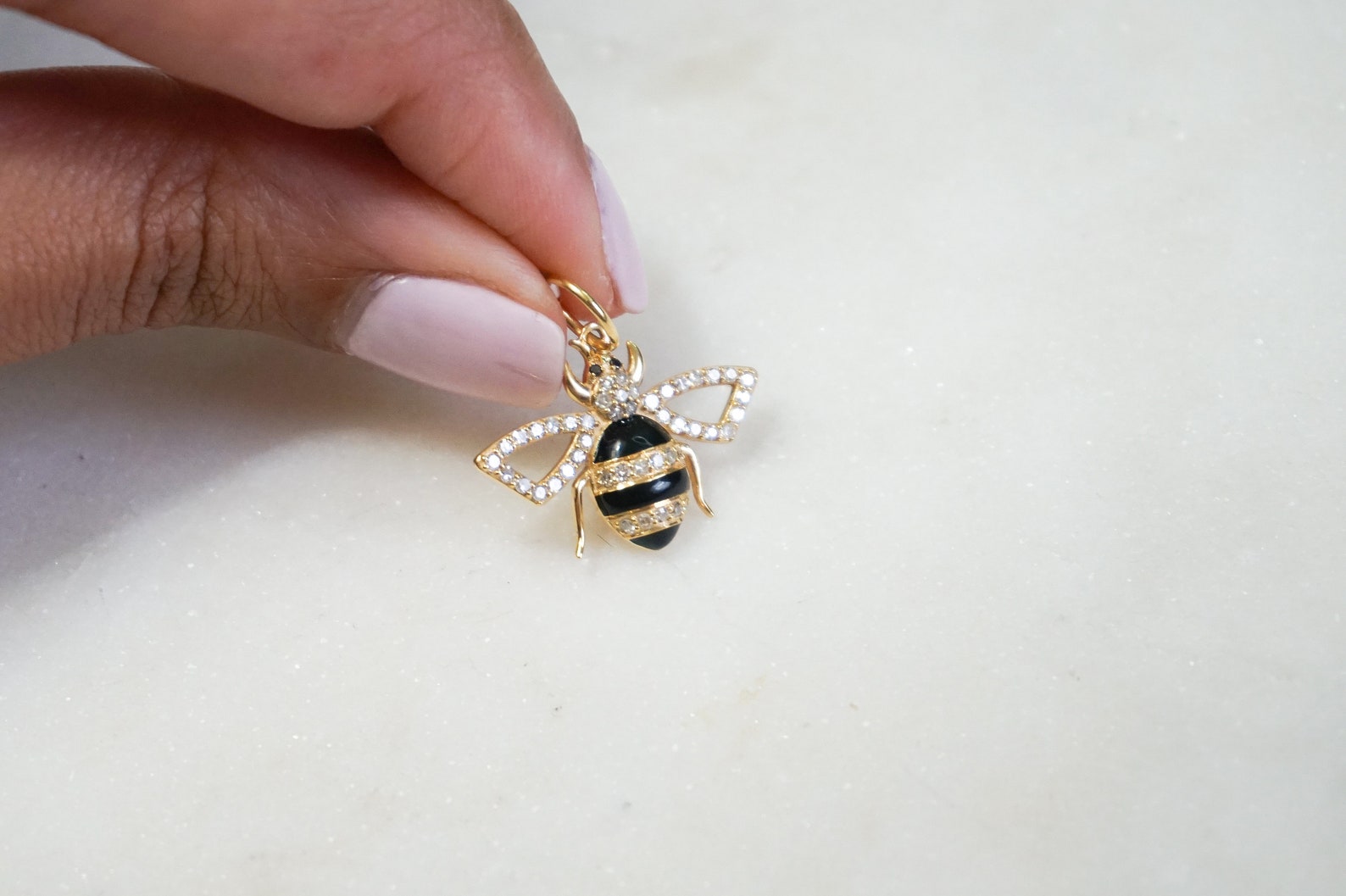 14k Diamond Bee Charm Diamond Bumble Bee Cat Dog Paw Print - Etsy