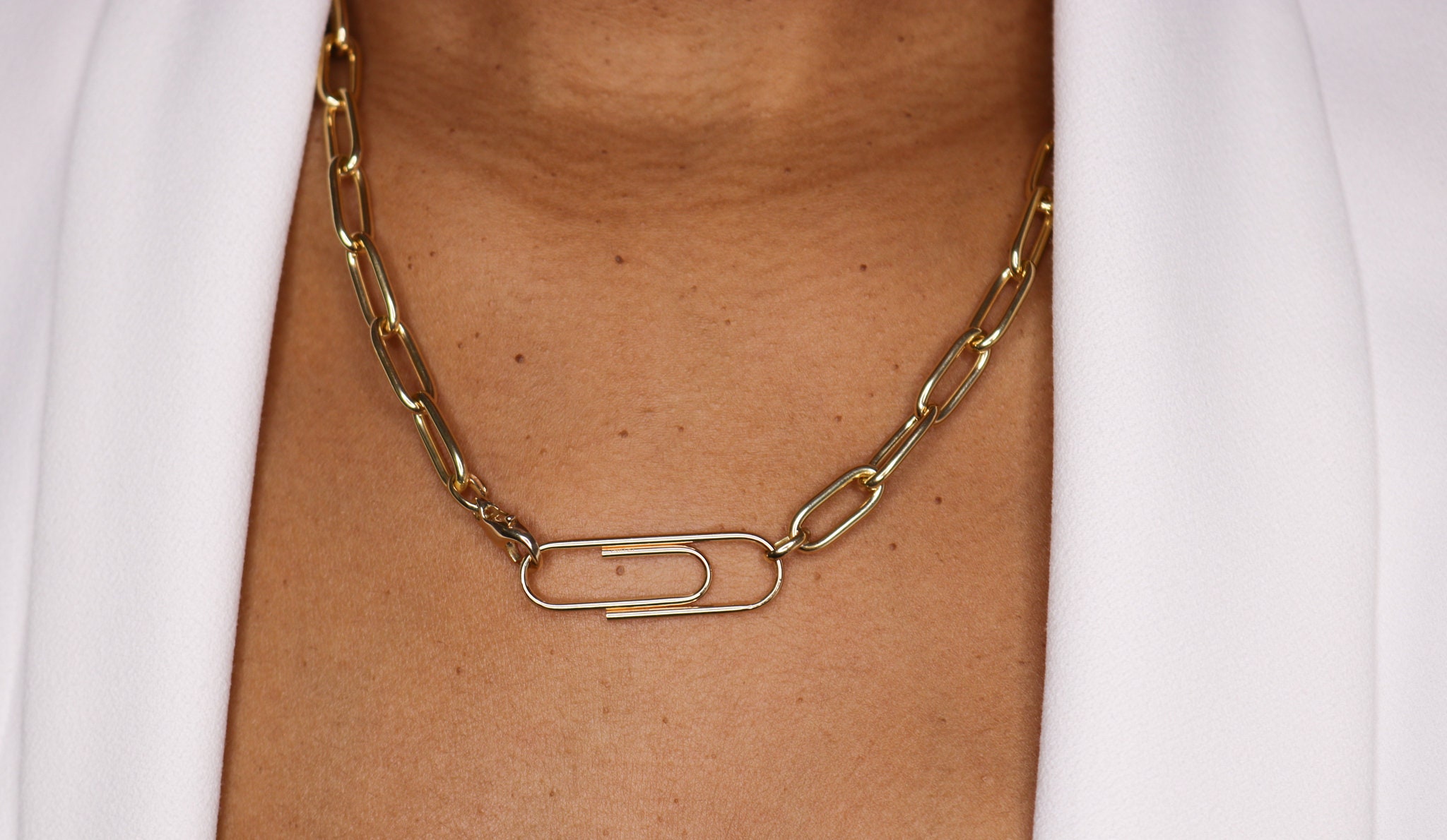 14K Gold Paperclip Charm Pendant Lock Paperclip Charm 14k - Etsy