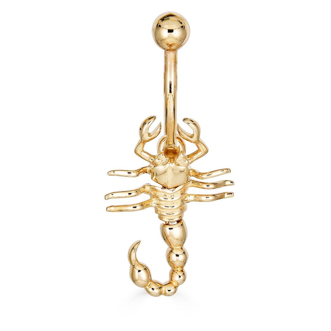 14K Gold Scorpion Belly Ring, Solid Gold Belly Ring, Belly Ring for ...