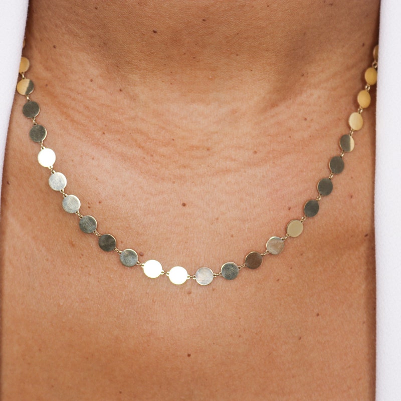 Gold Disc Necklace - Etsy