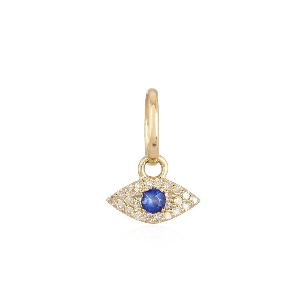 14k Gold Diamond Evil Eye Charm, Gold Evil Eye Charm, Diamond Charm ...