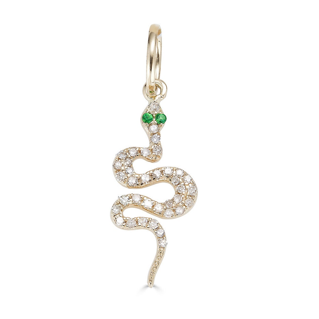 14k Diamond Snake Charm, Diamond Snake Charm, 14k Gold Charm, Ruby ...