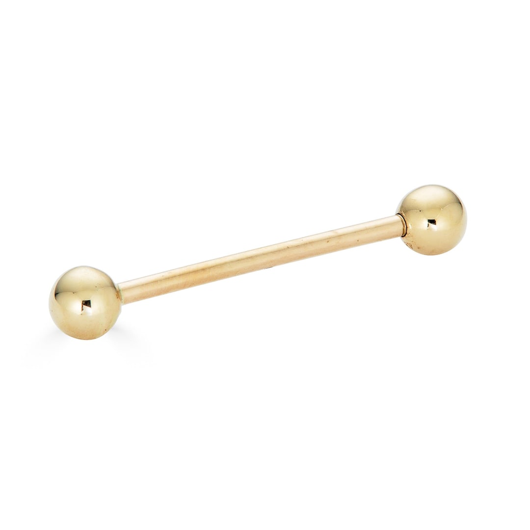 14K Solid Gold Long Barbell, 14g Real Gold Tongue Bar, Solid Gold ...