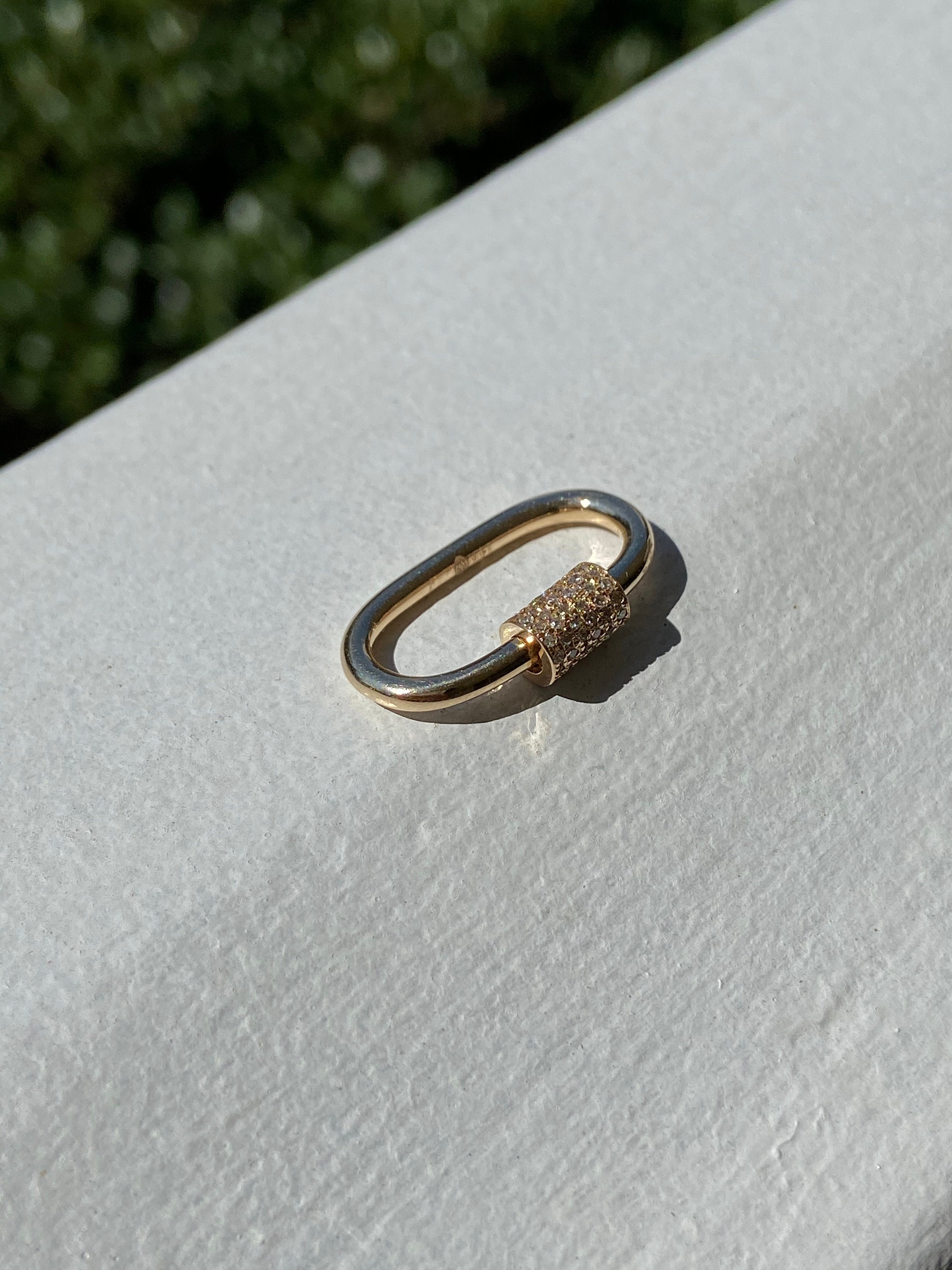 14k Gold Diamond Carabiner Lock Charm Solid Gold Diamond - Etsy