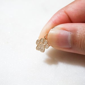 14k Diamond Paw Print, Diamond Dog Necklace, Cat Dog Paw Print Pendant ...