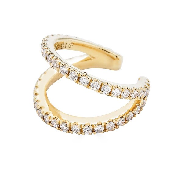 14K Double Diamond Ear Cuff Diamond Ear Cuff Jewelry Gift - Etsy
