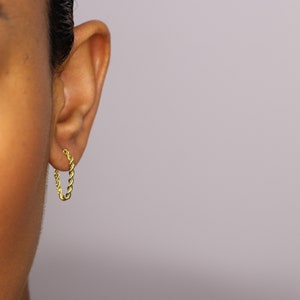 14K Rope Chain Earrings, Solid Gold Chain Earrings, Every Day Chain ...