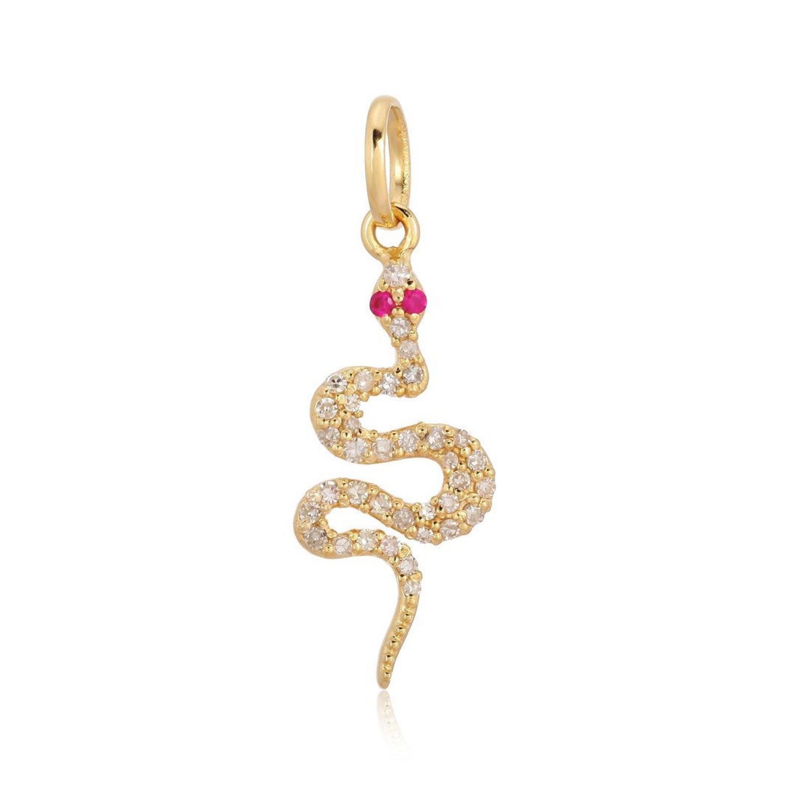 14k Diamond Snake Charm Diamond Snake Charm 14k Gold Charm - Etsy