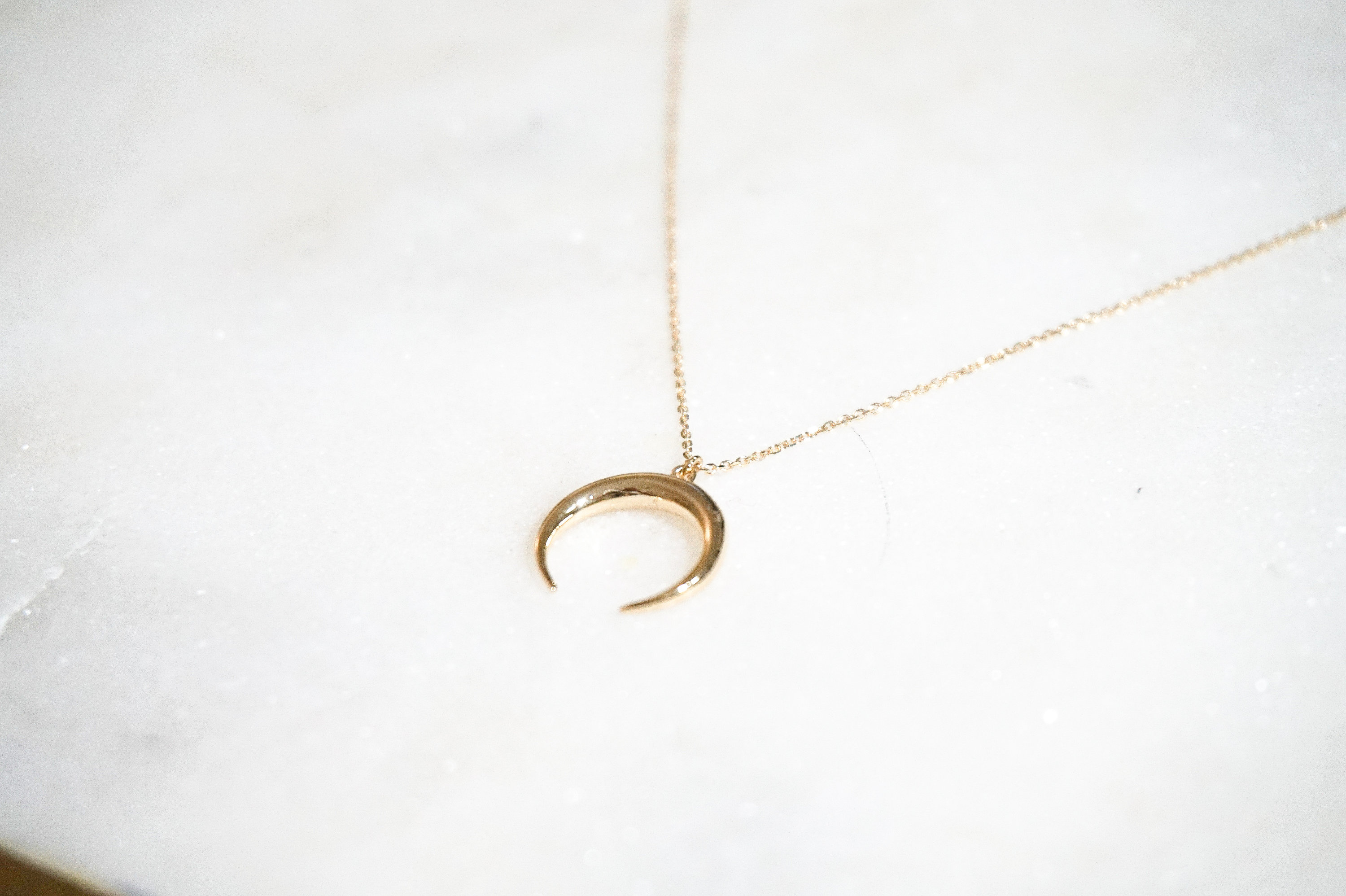 14k Gold Horn Necklace Double Horn Necklace Crescent Moon - Etsy
