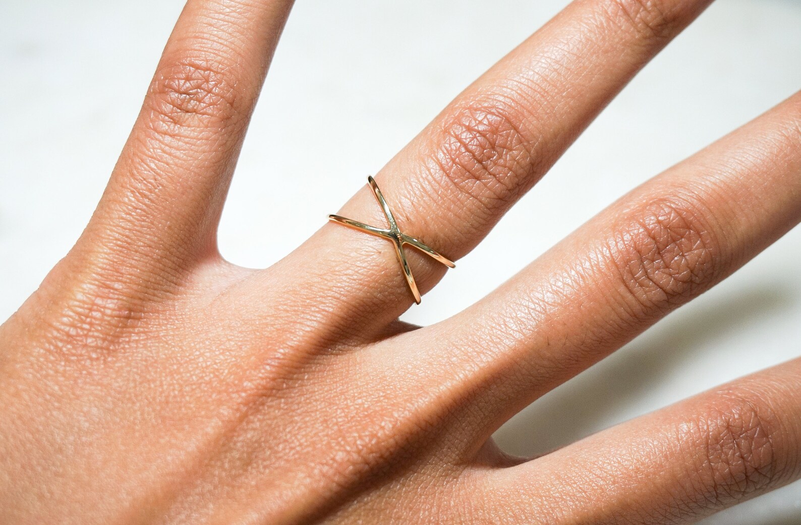 14k Gold X Ring 14k Solid Gold Cross Ring 14k Thumb Ring - Etsy