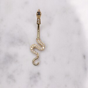 14K Gold Snake Belly Ring, 14 Gauge, Real Gold Belly Ring, Animal Belly ...