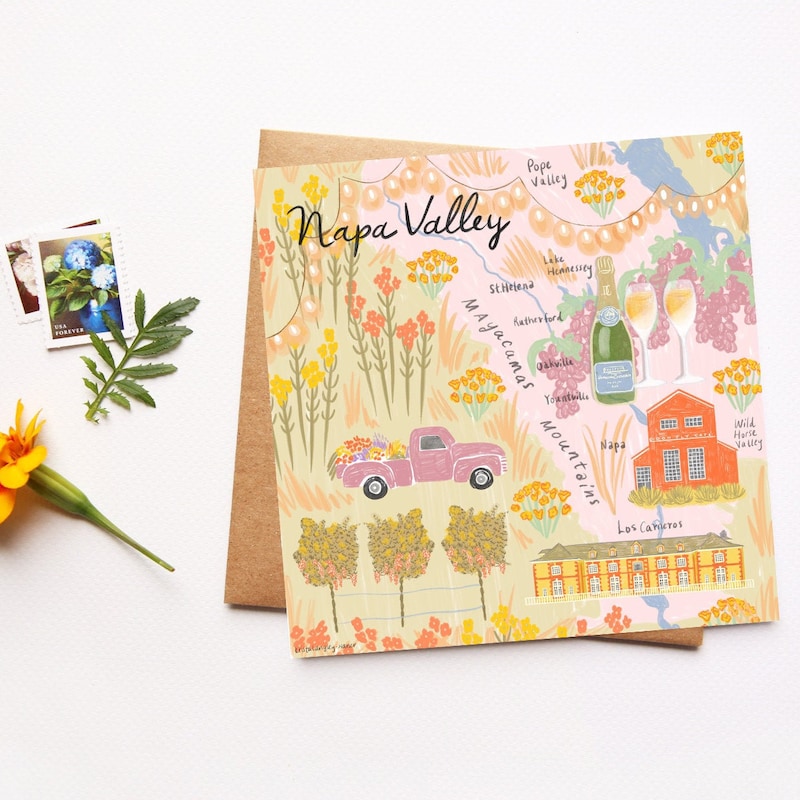 Napa Valley Map Of Wineries Etsy