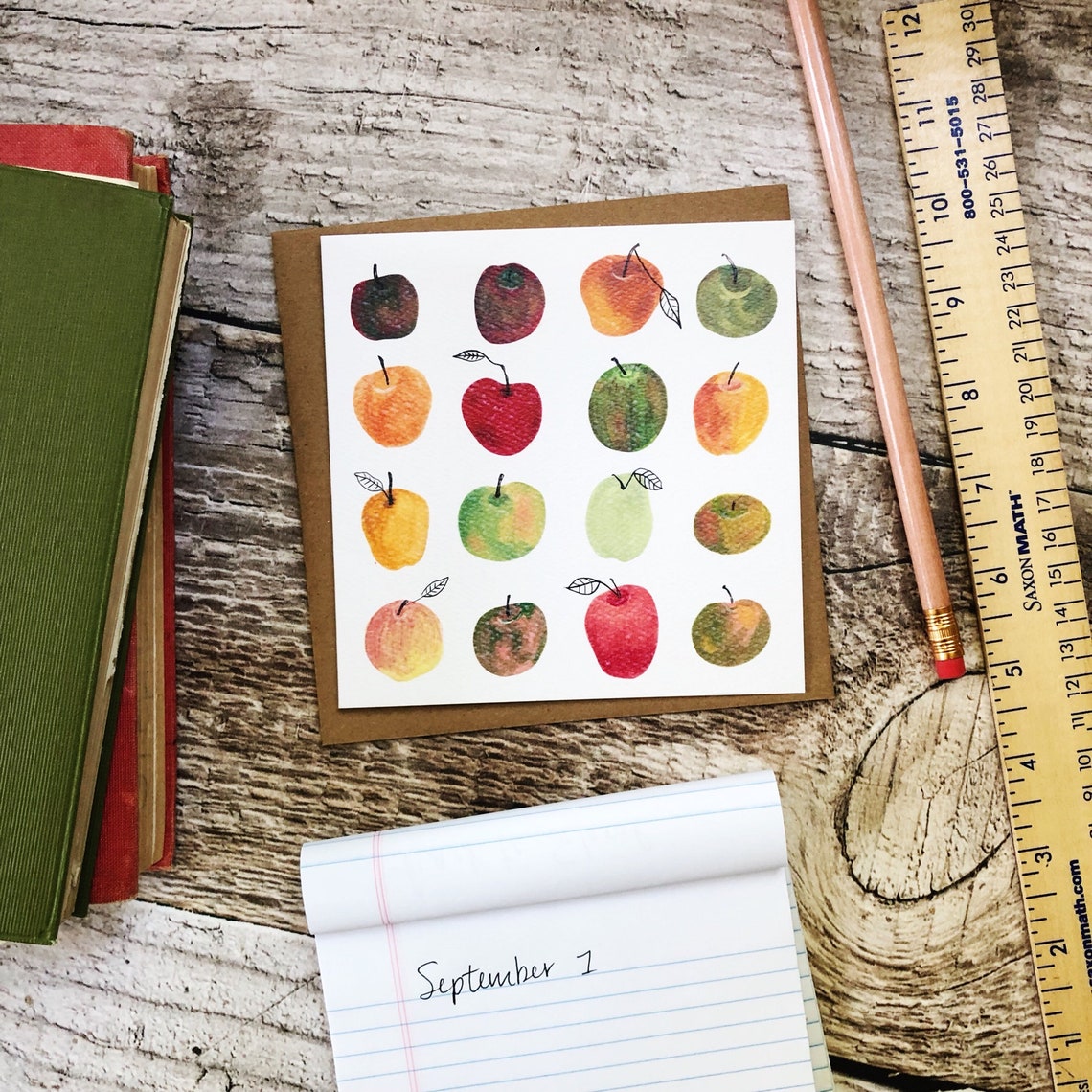 Autumn Apples, Back to School Note, Teacher Appreciation Card, Any ...