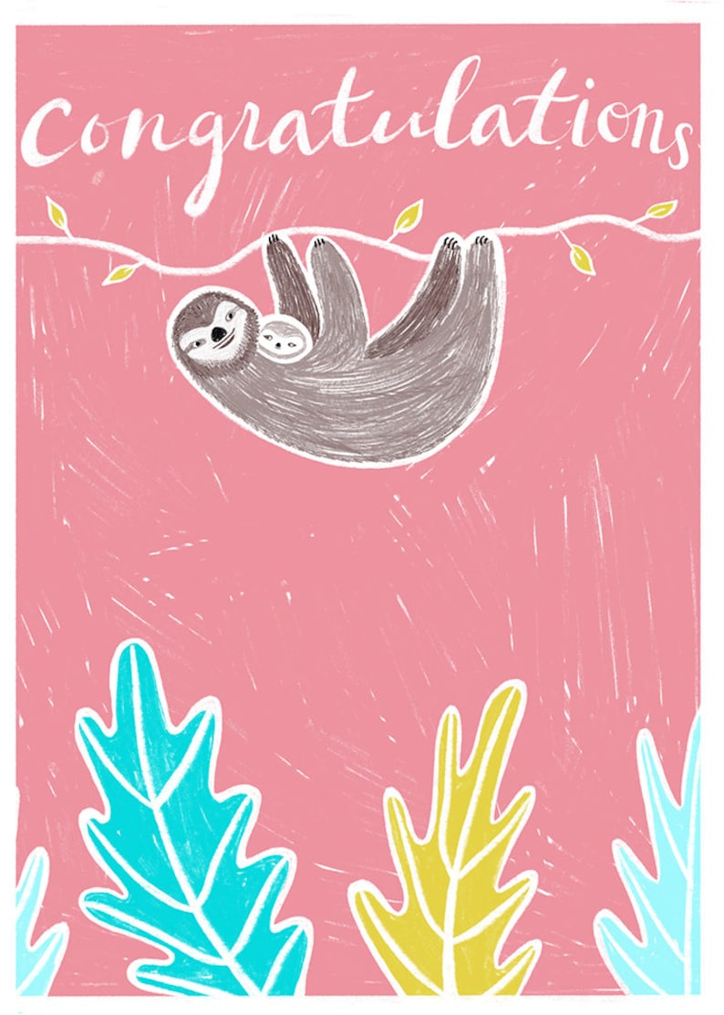 Sloth Baby Card Congratulations New Baby Greeting Card Gift - Etsy