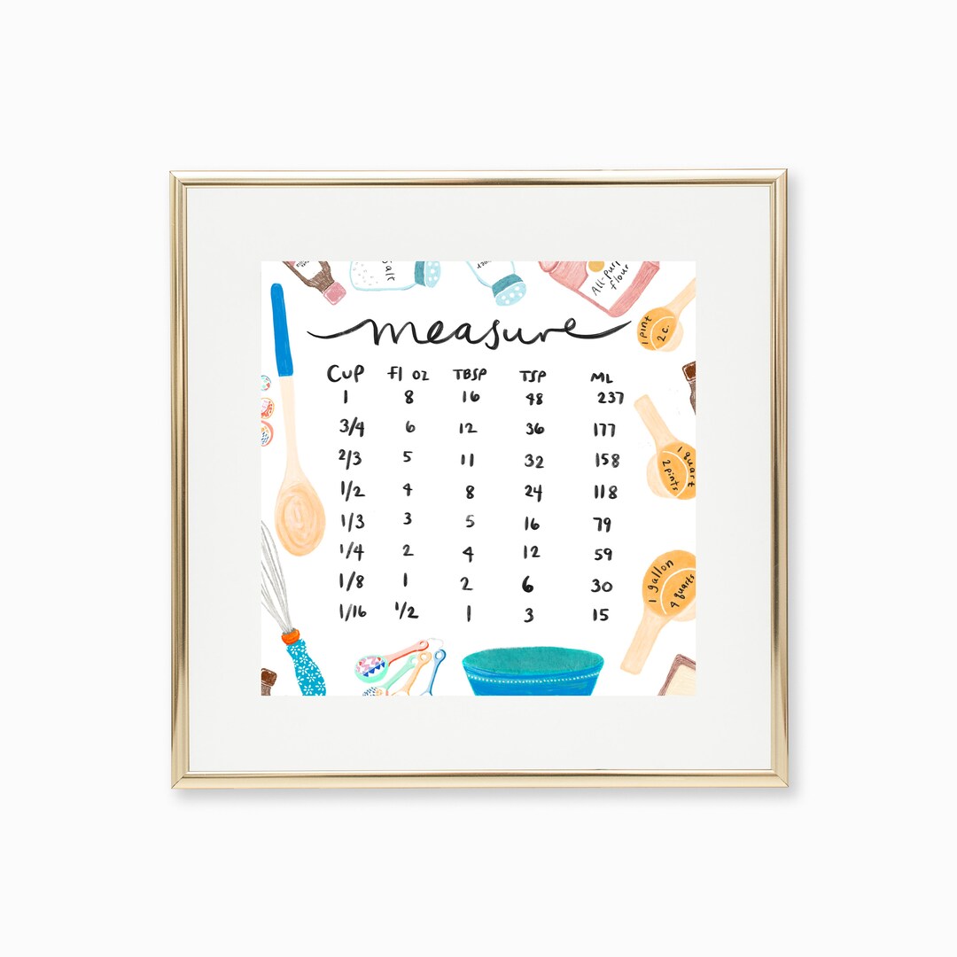 Kitchen Measurements Art Print, Cooking & Baking Guide, Food Lovers ...