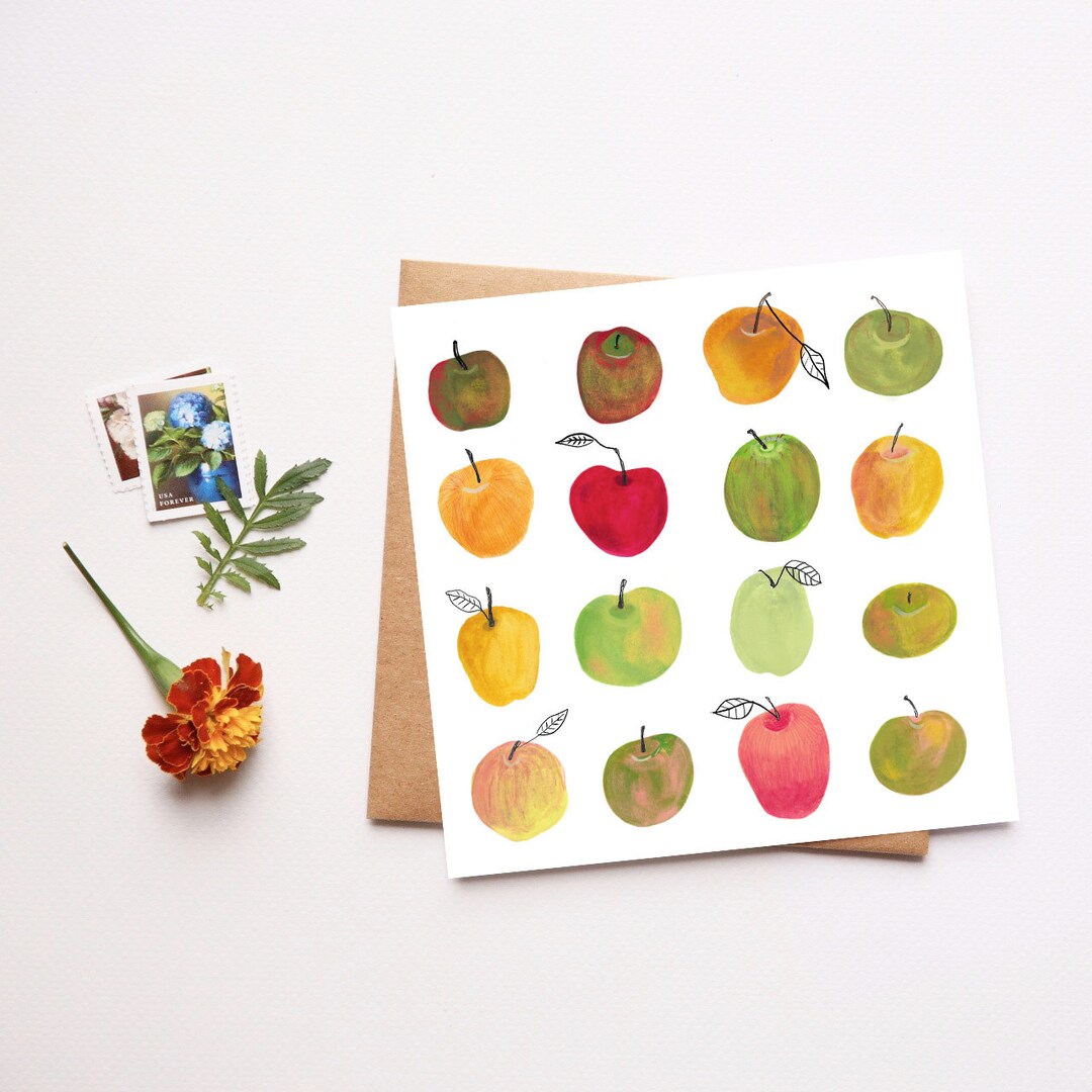 Autumn Apples, Back to School Note, Teacher Appreciation Card, Any ...